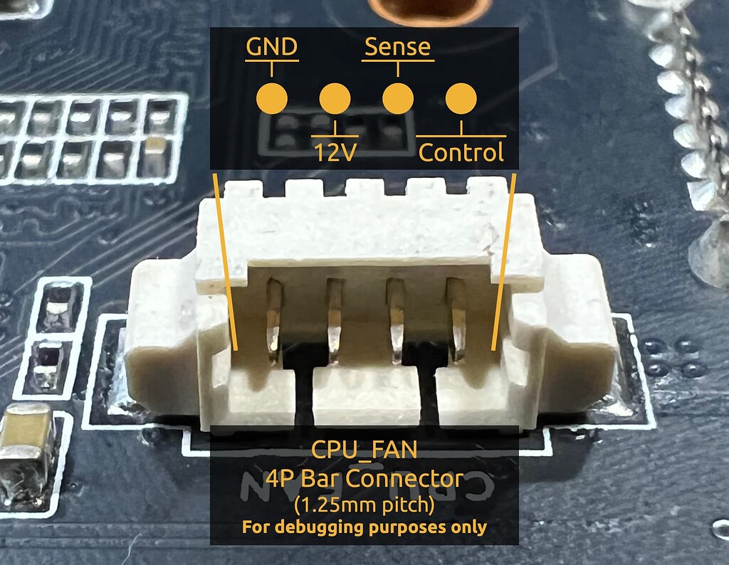 The type, size and dimensions of the CPU FAN 1 connector of ZimaBoard ...
